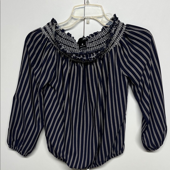 Aqua | Tops | Aqua Navy And White Striped Blouse | Poshmark